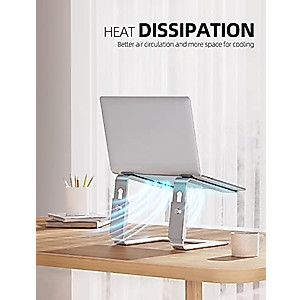Nulaxy Laptop Stand Adjustable Height, Detachable Laptop Riser for Desk, Ergonomic Aluminum Computer Stand Holder Compatible with MacBook Air Pro, Dell XPS, HP, Lenovo More 10-16” Laptops, Silver