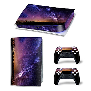 Vinyl Skin Sticker Decal Cover for PS5 Digital Version, Polar Night PS5 Console and Controllers Skin