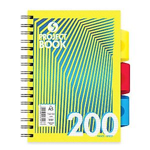 Silvine Daze 200 Page A5 Subject Books with 3 Moveable Dividers [Assorted Pack of 3]