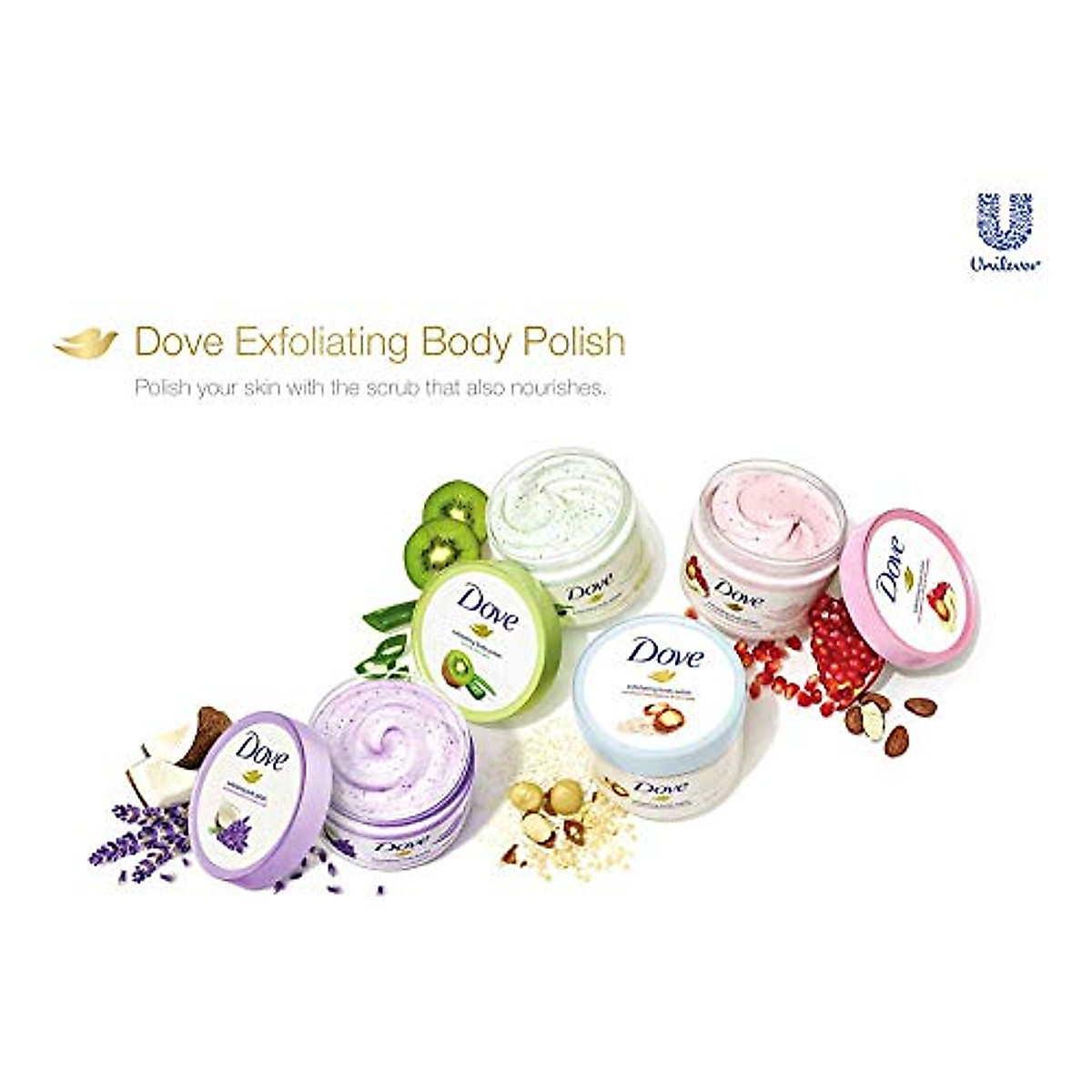 Dove Exfoliating Body Polish Body Scrub Crushed Lavender & Coconut Milk 10.5 oz