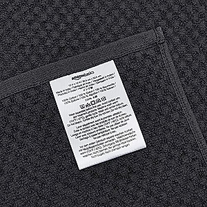 Amazon Basics 100% Cotton Terry Kitchen Dish Cloths, Popcorn Texture, 8 Pack, Black, 12"L x 12"W