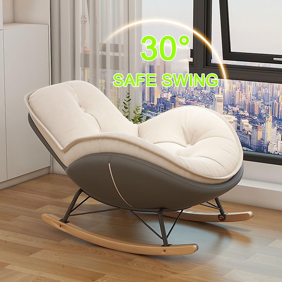 HARELA Patio Outdoor Rocking Chair, Indoor & Outdoor Backyard Furniture Rocking Chair, Padded Cushion Rocker Recliner Chair Outdoor for Front Porch, Living Room, Patio, Garden, Yard