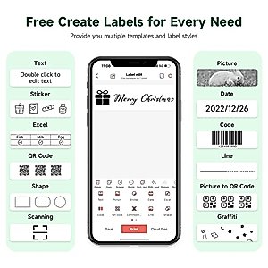Ecokra Bluetooth Label Maker Machine with Tape,P15 Mini Thermal Label Maker for Organizing,Portable Desktop Label Printer,Sticker Printer with Multiple Templates for Office,Home,Kitchen,School