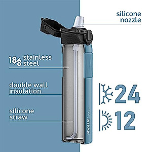 qbottle Insulated Water Bottles with Straw Lid – Stainless Steel Water Bottle – Leak Proof Metal Water Bottle – No Sweat – Reusable – Maya Blue, 23.6 oz