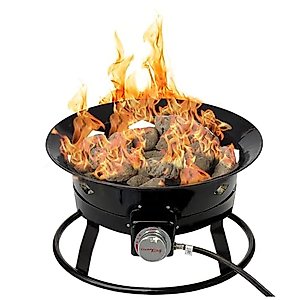 Flame King Smokeless Propane Fire Pit, 19-inch Portable Firebowl, 58K BTU with Self Igniter, Cover, & Carry Straps for RV, Camping, & Outdoor Living