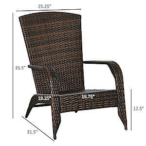 Hypeshops Patio Wicker Adirondack Chair w/Soft Cushions, Tall Curved Backrest and Comfortable Armrests - Cream White