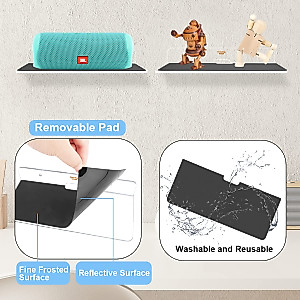 Desing Wish Small Shelf, Screw Mount Small Wall Shelf with Non-Slip Pad, Speaker Wall Mount for Bluetooth Speaker/Webcam/Decor, Acrylic Wall Shelf for Bedroom/Living Room (9 Inch, Clear)