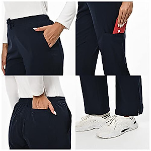 Women Scrubs Pant Workwear Mid Rise Straight Leg Uniform 4-Way Stretch Pull-On Cargo Pant with 5 Pockets (as1, Alpha, s, Regular, Regular, Navy, Small)