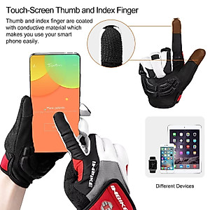 INBIKE 5mm Gel Pad Full Finger Gloves Men for Workout Gym Fitness Outdoor Red Large