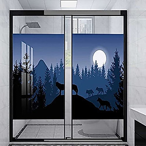 Multicolor Window Film Privacy Window Film Frosted Glass Film No Glue Static Cling Glass Film Window Sticker for Bathroom Bedroom Living Room Forest Mythical Creature Design 27.6Wx47.2L-inch x2 Pcs