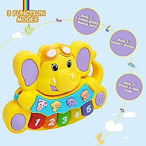 Baby Music Elephant Piano Toy – Early Learning Musical Keyboard Toy 6 to 12 Months Infant Light Up Toy Lovely 3 Play Modes Educational Gift for Kids