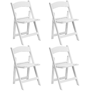 TentandTable White Resin Stackable Folding Chairs | 4 Pack | Heavy Duty | 300-Pound Capacity | for Banquets, Weddings, and Events