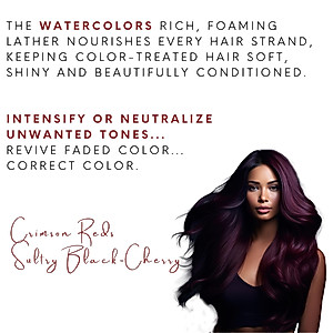 Watercolors Semi Permanent Color Depositing Shampoo. Sulfate & Paraben Free to Maintain & Enhance Hair Color 8 fl oz - CRIMSON SPLASH (2 Count)