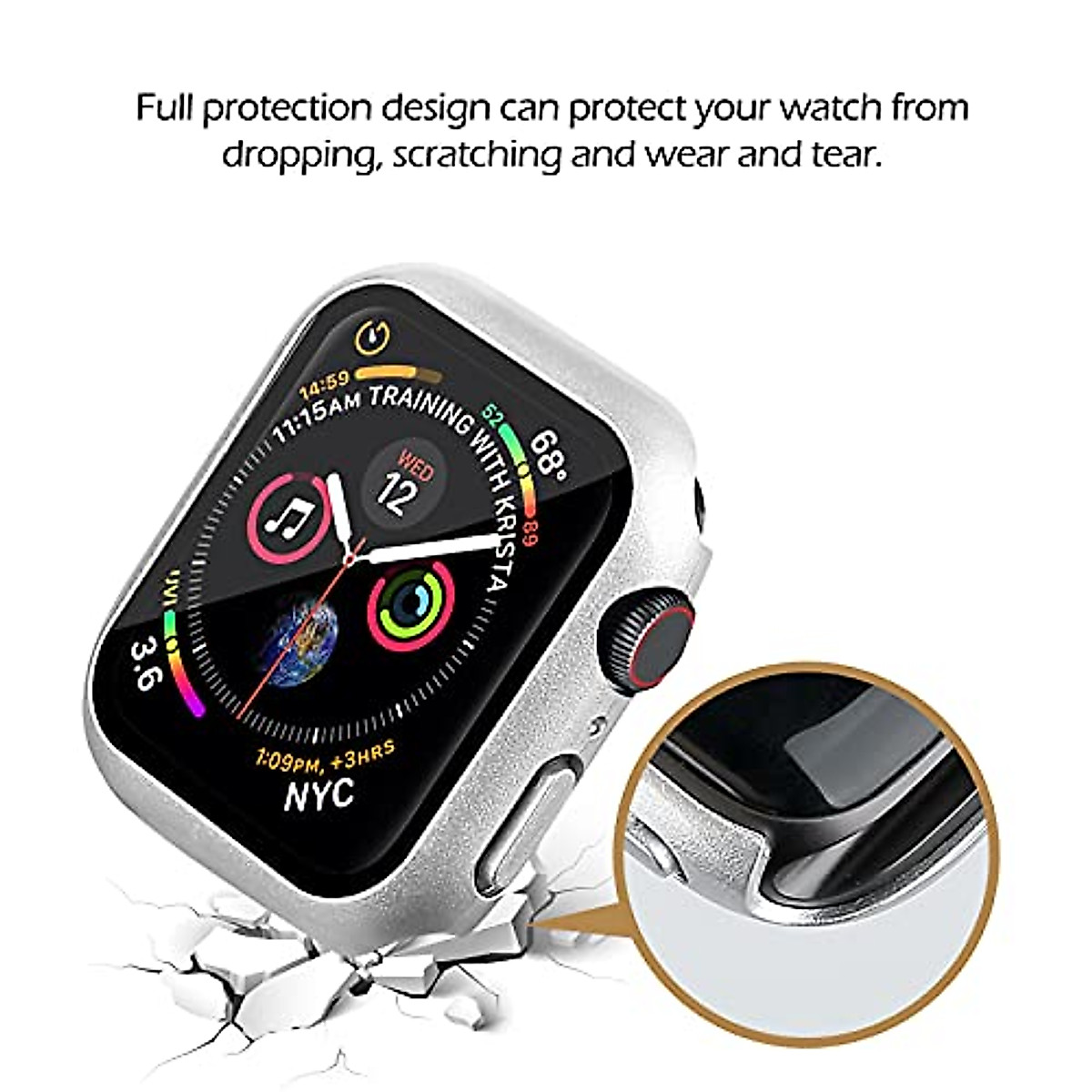 RIDAINTY 8 Pack Screen Protector Case for Apple Watch 44mm Series 6 5 4 SE Ultra Slim Hard Case with Tempered Glass Bumper iWatch Protective Cover Smartwatch Accessories for Women Men