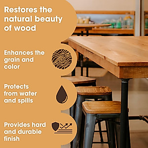 Furniture Clinic Danish Oil | Wood Care for Interior & Exterior Furniture | Restore, Seal & Protect Oak, Pine, Teak & More | Non-Toxic Natural Satin Finish | Repels Water, Stains, & Dirt | 8.5oz/250ml
