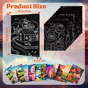 Qilery 12 Pcs Pre Drawn Canvas for Painting 8 x 10 Inch Pre Printed Canvas for Painting Pre Stretched Canvas Paint and Sip Kit for Kids Adults Student Artist Birthday Gift Paint Party Favor (Black)