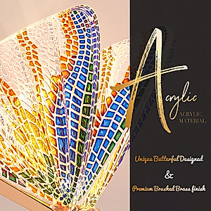 O'NEELDY Gold Butterfly, Decorative Goose Neck Design, 12W LED Standing Tall Lamp for Living Room, 4000K Warm White Energy-Saving Modern Floor Lamp for Bedroom Office, Acrylic