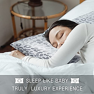 GALMAXS7 Satin Pillowcase for Hair and Skin Grey Leopard Print Satin Pillowcase Envelope Pillowcase Standard Size Set of 2 Soft and Cozy Pillowcase Satin for Women