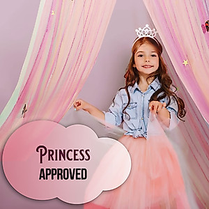 Kenyon Creek Rainbow Princess Bed Canopy with Lights for Girls Room, Unicorn Dream Catcher