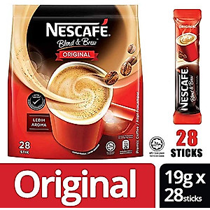Nescafé 3 in 1 Instant Coffee Sticks ORIGINAL - Best Asian Coffee Imported from Nestle Malaysia (28 Sticks)
