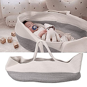Baby Carrying Basket, Baby Sleeping Carry Basket Cotton Rope Weaved Foldable Portable Handheld Breathable Newborn Sleeping Basket Cribs & Bed Sets