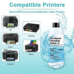 Absonic Printhead Cleaning Kit for Epson, 250mL Printer Cleaning Kit for Inkjet Printer, Print Head Cleaning Kit for HP, Canon Inkjet, Printer Head Cleaning Kit 250mL for Brother Inkjet