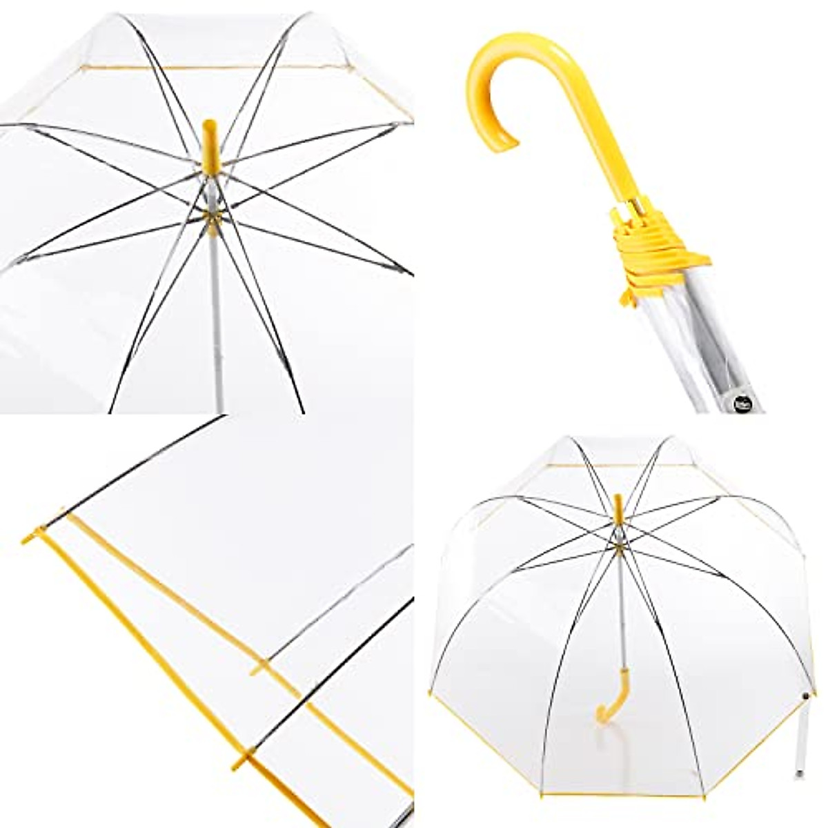 totes Women's Clear Bubble Umbrella – Transparent Dome Coverage – Large Windproof and Rainproof Canopy – Ideal for Weddings, Proms or Everyday Protection, Lemonade