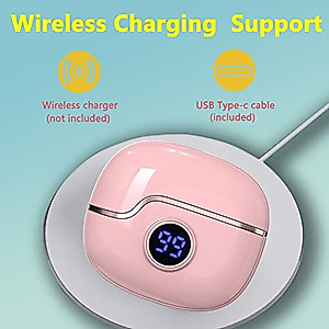 Wireless Ear Buds Bluetooth Headphones with Wireless Charging Case and LED Power Display Touch Control 30 Hrs Playtime Earphones HI-FI Stereo Earbuds with Built-in Mic for iPhone Android Samsung