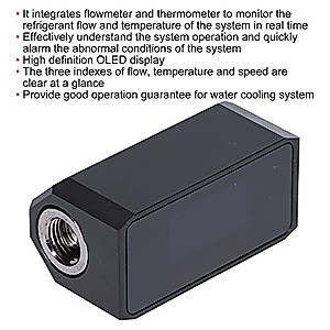 Water Cooling Temperature Display, Water Cooling Flow Meter Temperature Display Highly Accurate Flowmeter Thermometer Flow Meter for PC Temperature Display
