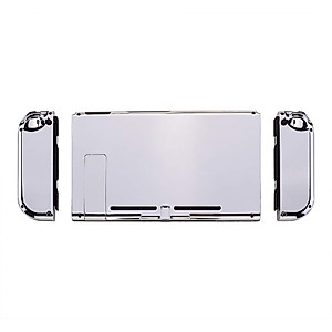 eXtremeRate DIY Replacement Shell Buttons for Nintendo Switch, Back Plate for Switch Console, Housing with Full Set Buttons for Joycon Handheld Controller - Chrome Silver [No Electronics Parts]