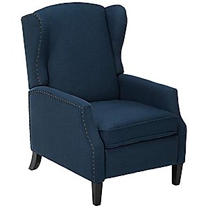 Christopher Knight Home Wescott Weyland Wingback Traditional Fabric Recliner (Navy Blue)