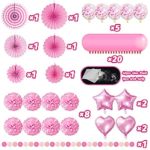 Recosis Party Decorations Pink, Paper Pompom Balloon Garland Party Supplies for Women Girl Party Birthday Valentine's Day Baby Shower Bachelorette Wedding Graduation Party Decorations