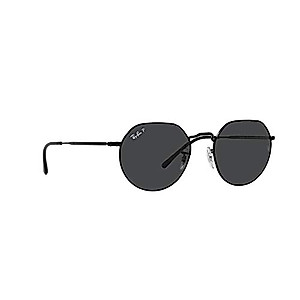 Ray-Ban RB3565 Jack Round Sunglasses, Black/Polarized Black, 53 mm