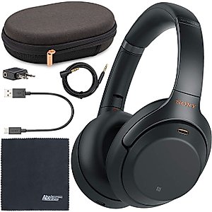 Sony WH-1000XM3 Wireless Noise-Canceling Over-Ear Headphones (Black) WH1000XM3/B + Bundle - International Version (1 Year Warranty)