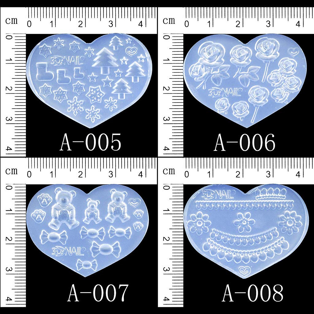 HELYZQ 28Pcs Mini Nail Art Silicone Mold Leaves Flower Animals Template Resin Molds Kit