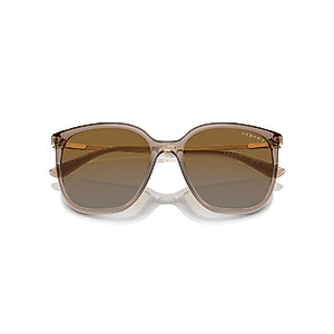 Vogue Eyewear Woman Sunglasses Transparent Brown Frame, Grey Gradient Brown Polarized Lenses, 54MM