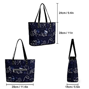 Womens Handbag Constellations Leather Tote Bag Top Handle Satchel Bags For Lady