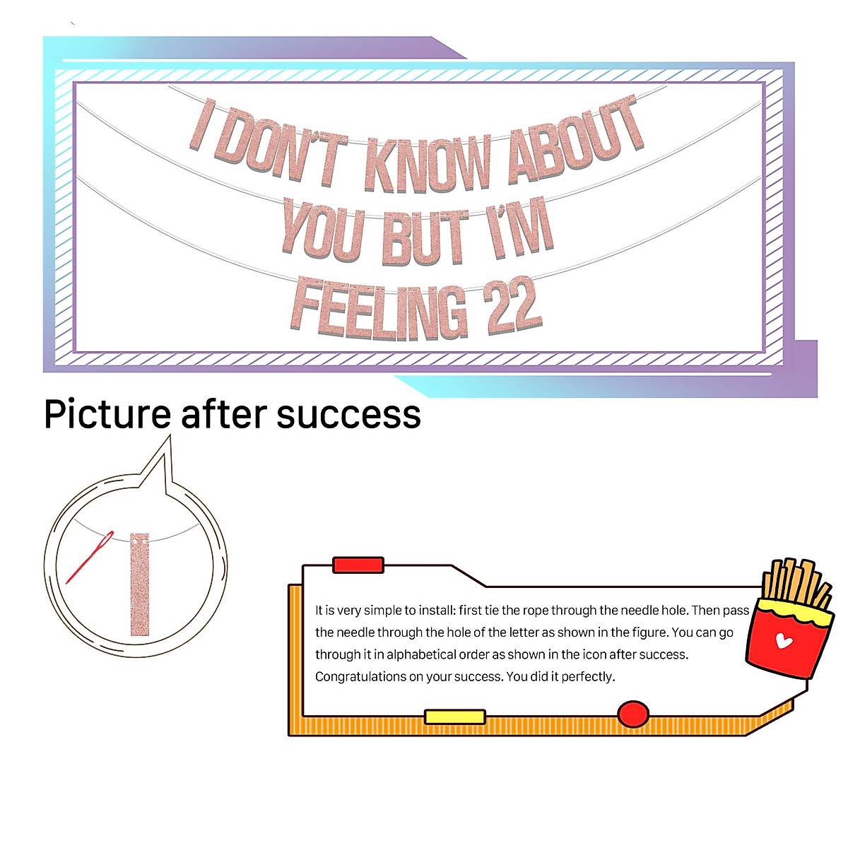 I Don't Know About You But I'm Feeling 22 Banner,I'm Feeling 22 Banner,22nd Birthday Party Decorations,Funny Happy 22nd Birthday Party Decor,Cheers to 22 Years Old Anniversary Party Supplies Rose Gold