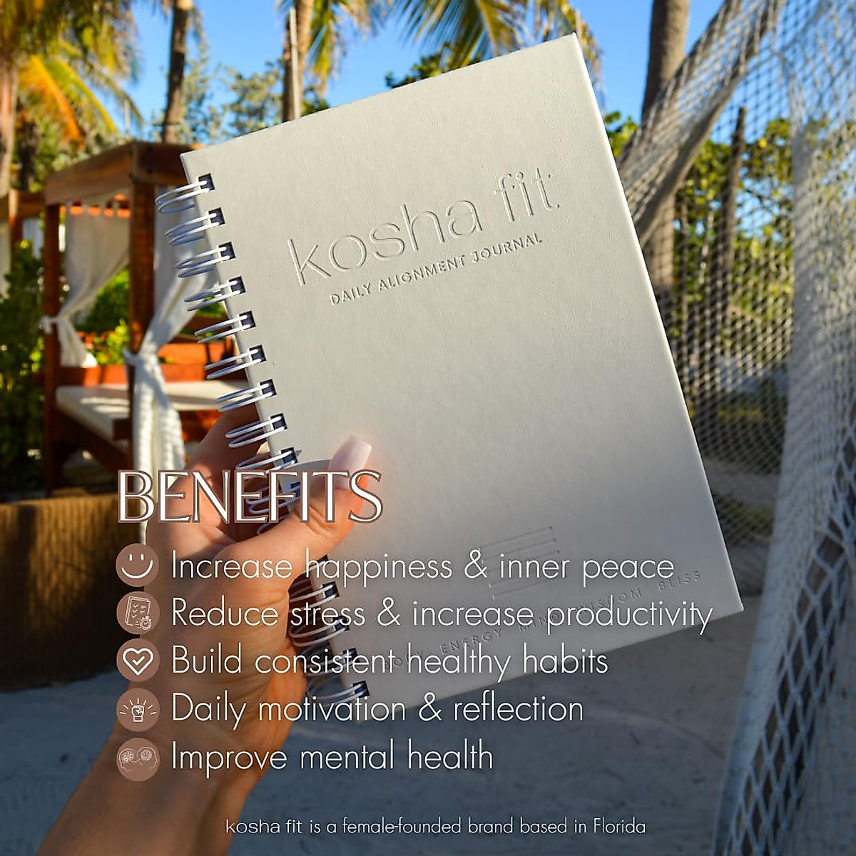 Daily Alignment Journal: Habit Tracker, Mindfulness Journal, Hourly Planner | Happiness & Productivity | Undated Hardcover Spiral Planner, White Journal for Mental Health - Wellness Gift Ideas