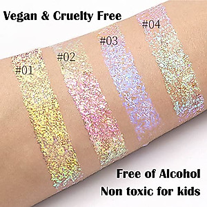 Paminify Blue Body Glitter Gel,Singer Concerts Music Festival Rave Accessories,Holographic Color Changing Glitter,Intense Mermaid Face Glitter for Body, Face, Hair and Lip,Vegan & Cruelty Free-1.76 oz