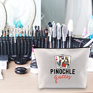 POFULL Pinochle Lover Gift Pinochle Queen Player Cosmetic Bags Pinochle Card Game Queen Gift (Pinochle Queen bag)