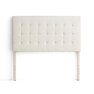 LUCID Upholstered Rectangle Square Tufting headboard, King/California King, Pearl