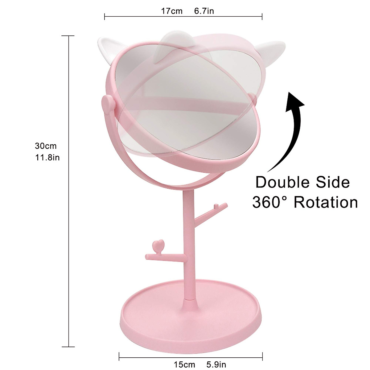 Nonebranded Desk Mirror for Makeup&Freestanding Pink Mirror, Folding Design for Tabletop