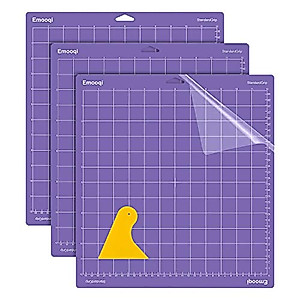 Emooqi Cutting Mat for Cricut Maker/Explore Air 2/Air/One(3pcs, 12x12 Inch, Scraper), High Adhesive Sticky Purple Square-Grid&Non-Slip Cutting Mats for Art, Textiles, Scrapbooking, and DIY Projects.