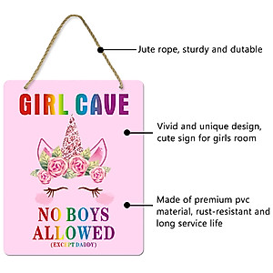 Uflashmi Girl Bedroom Decor Girl Cave Sign No boys Allowed Except Dad Sign, Little Baby Girl Room Decor, 8X10 Inch