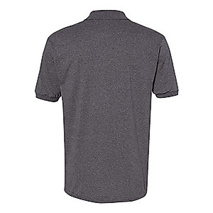 Hanes Men's Cotton-Blend EcoSmart Jersey Polo Charcoal Heather