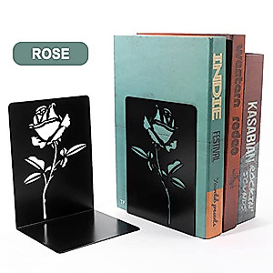 Book Ends, Bookends for Shelves, Non Skid Book Stoppers，Heavy Duty Metal Book Stopper for Books/CDs, Decorative Book Shelf for Home, (2 Pairs)
