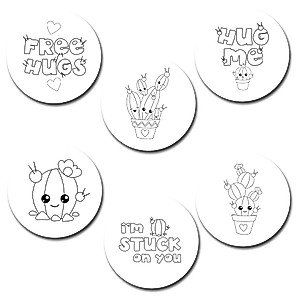 Color Your Own Cute Cactus Themed Birthday Party Favor Sticker Labels for Kids, 90 1.5" Party Circle Stickers by AmandaCreation, Great for Arts & Crafts, Envelope Seals, Goodie Bags & Treats