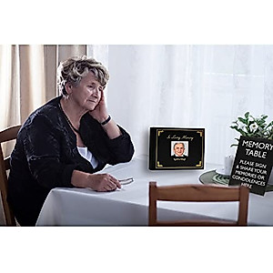 Funeral Guest Book For Memorial Service Set, Celebration of Life Sign in Book with Picture Pocket, Pen and Memory Table Card, In Loving Memory Guestbooks (Gold Embossed Leather Hardcover)