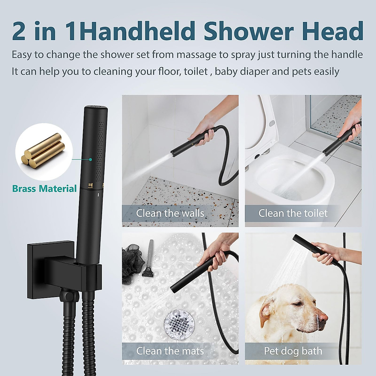 Aolemi Shower System with Rainfall Shower Head and Handheld,High Pressure Shower Faucet Set Fixture Combo with 2 in 1 Handheld Spray Rough-in Valve Included,Wall Mount 12 Inch Matte Black